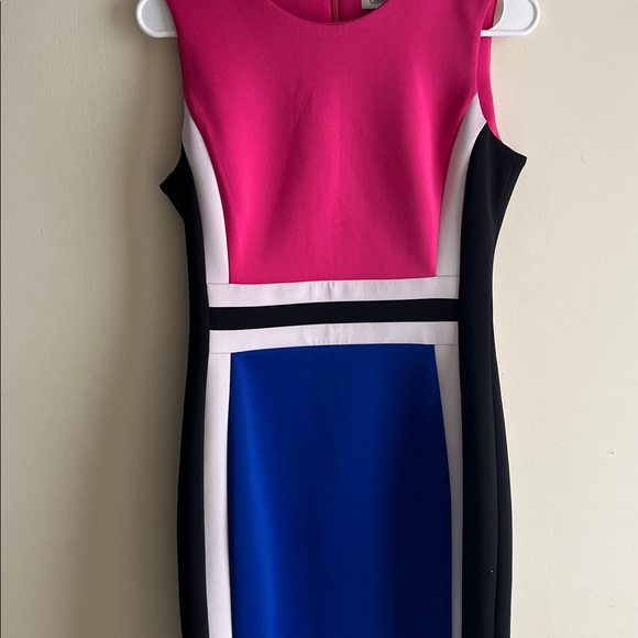 Calvin Klein | Dresses | Calvin Klein Pink And Blue Panel Dress | Poshmark